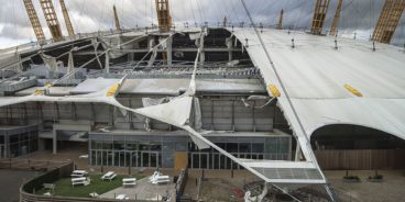 O2 Arena's Iconic Dome Ripped Open By Storms - Architizer Journal